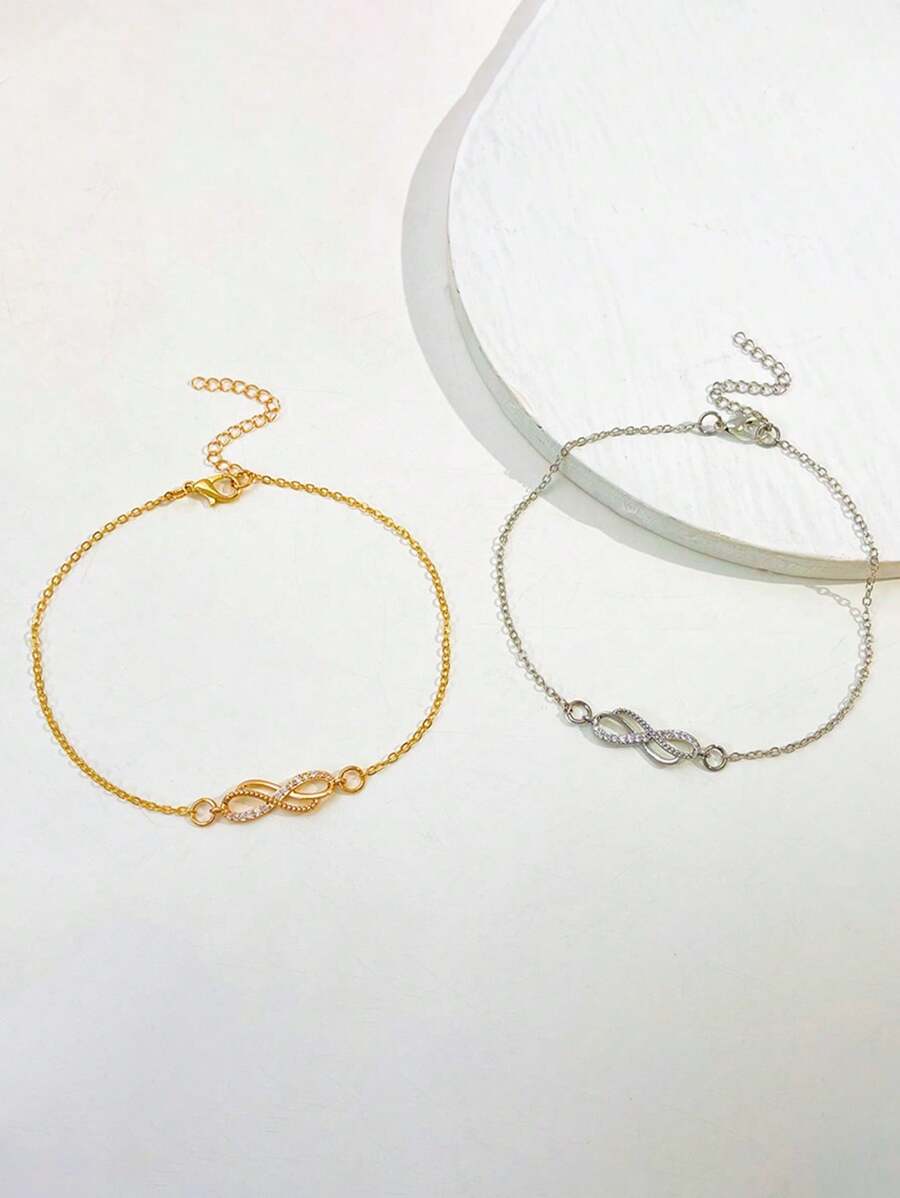 1pc Rhinestone-embedded Infinity Shaped Anklet | SHEIN USA