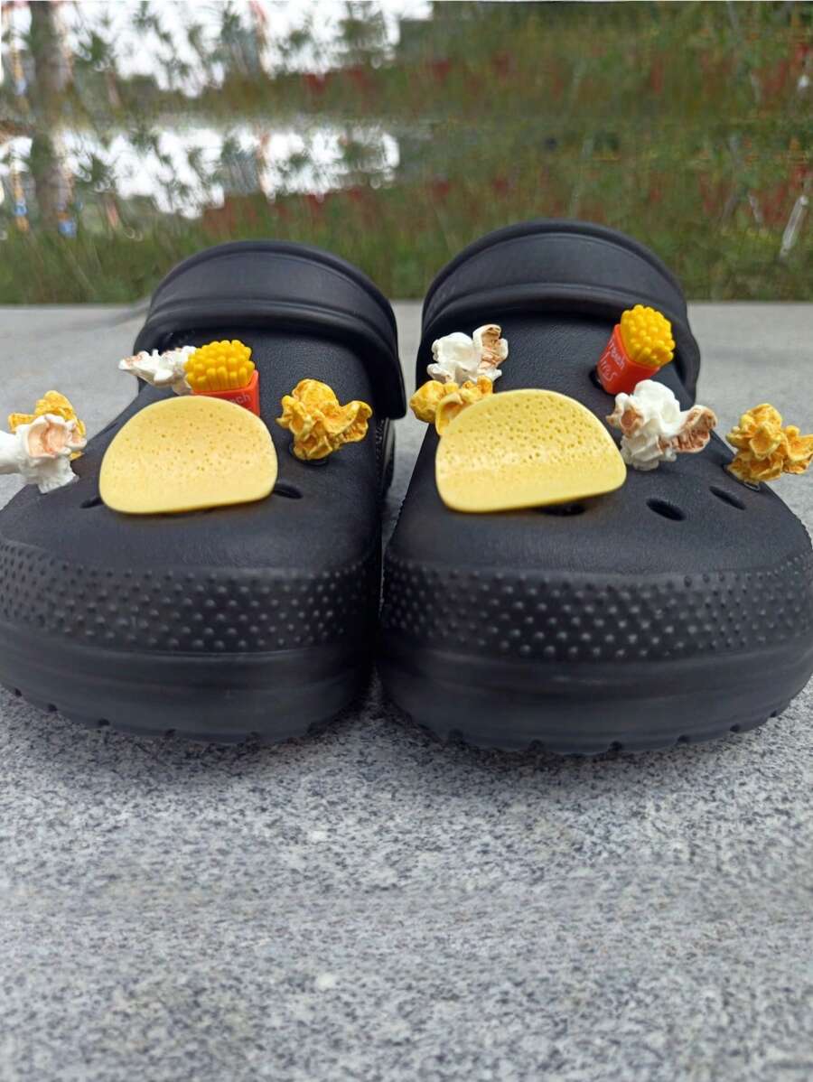 12pcs Popcorn & Potato Chips Shaped Shoe Decoration Set, Cute Aesthetic ...