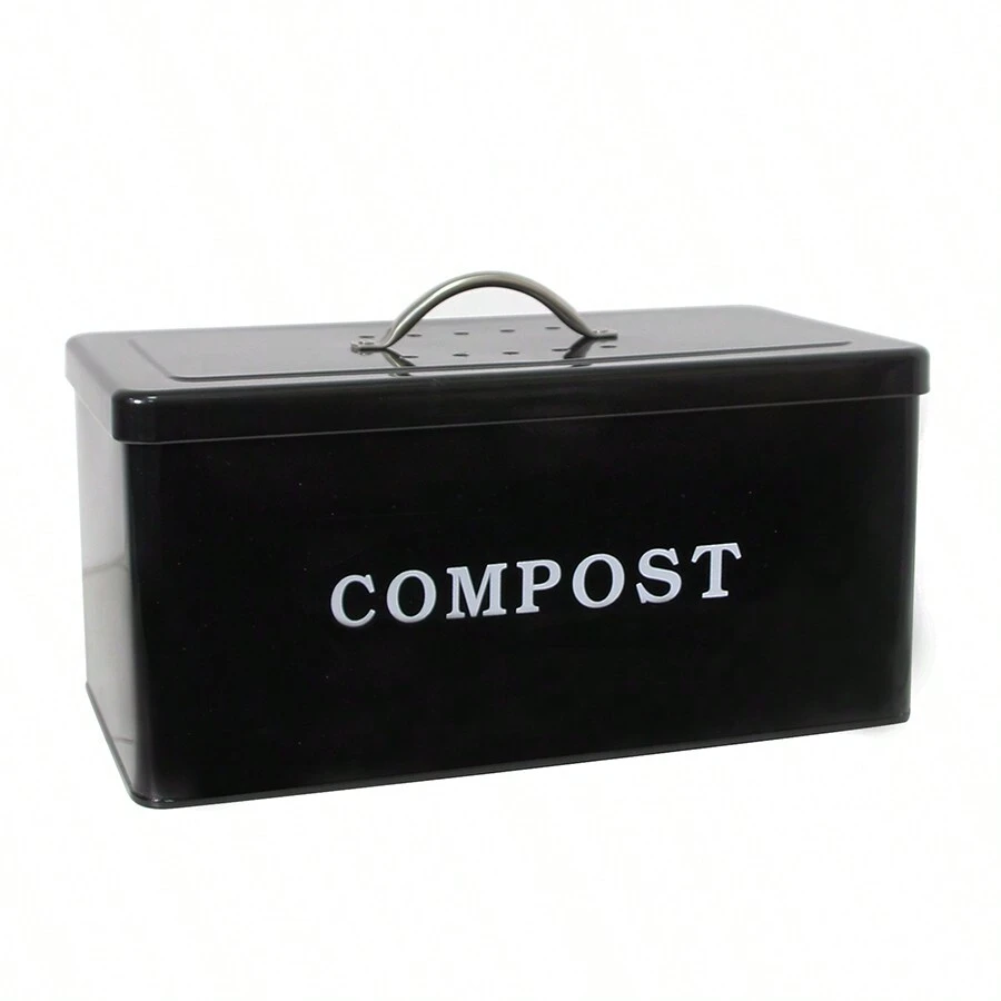 Compost Bin For Kitchen Countertop, 1 Gallon Metal Composting Bin, Food ...