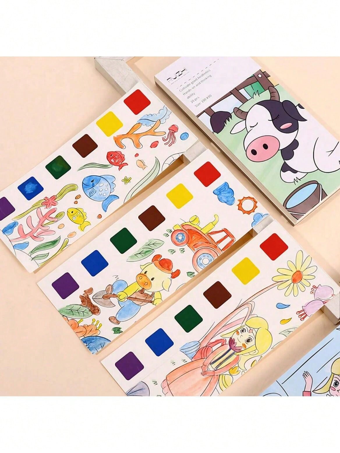 4 Themes Diy Watercolor Coloring Books | SHEIN UK