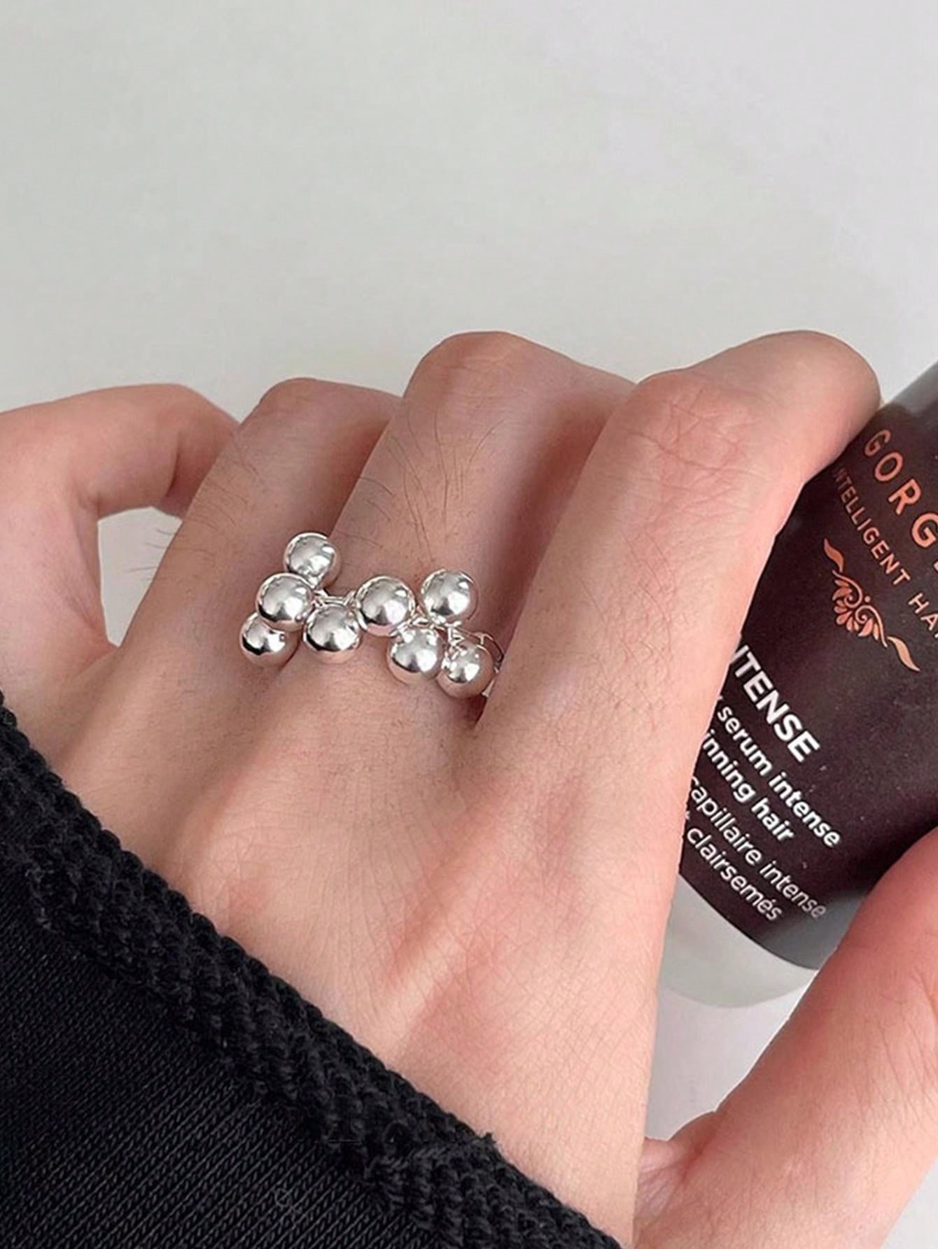 1 st Eenvoudig & Ins S925 Sterling zilver Druif String Klein Ronde ringen Voor vrouwen Meisjes ...