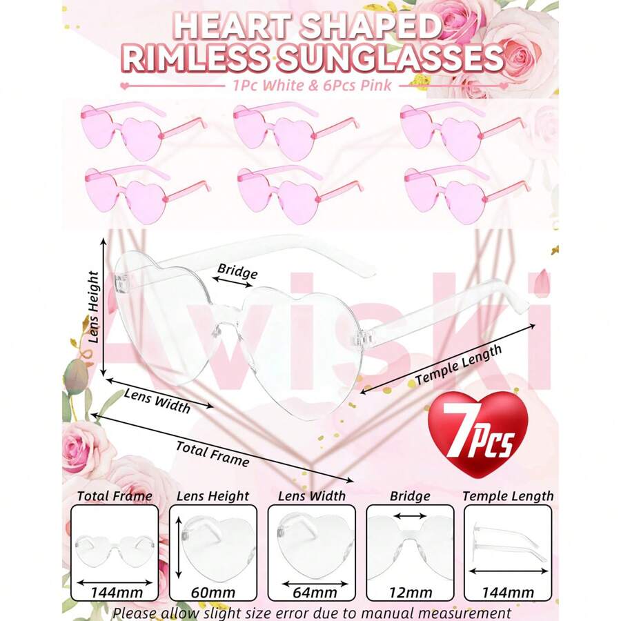 Hen Heart Shaped Glasses Rimless Frameless Sunglasses Transparent ...