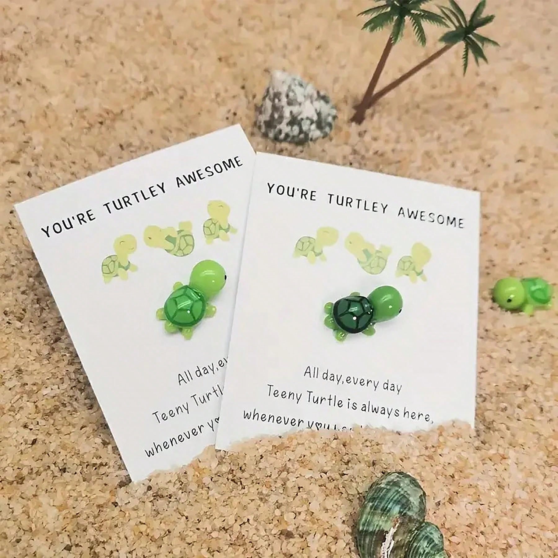 1pc 'You'Re Turtley Awesome' Turtle Shaped Inspirational Thank You Card ...