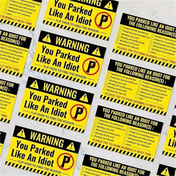 100pcs Foolish Parking Business Cards, Writable Warning Notes For Bad ...