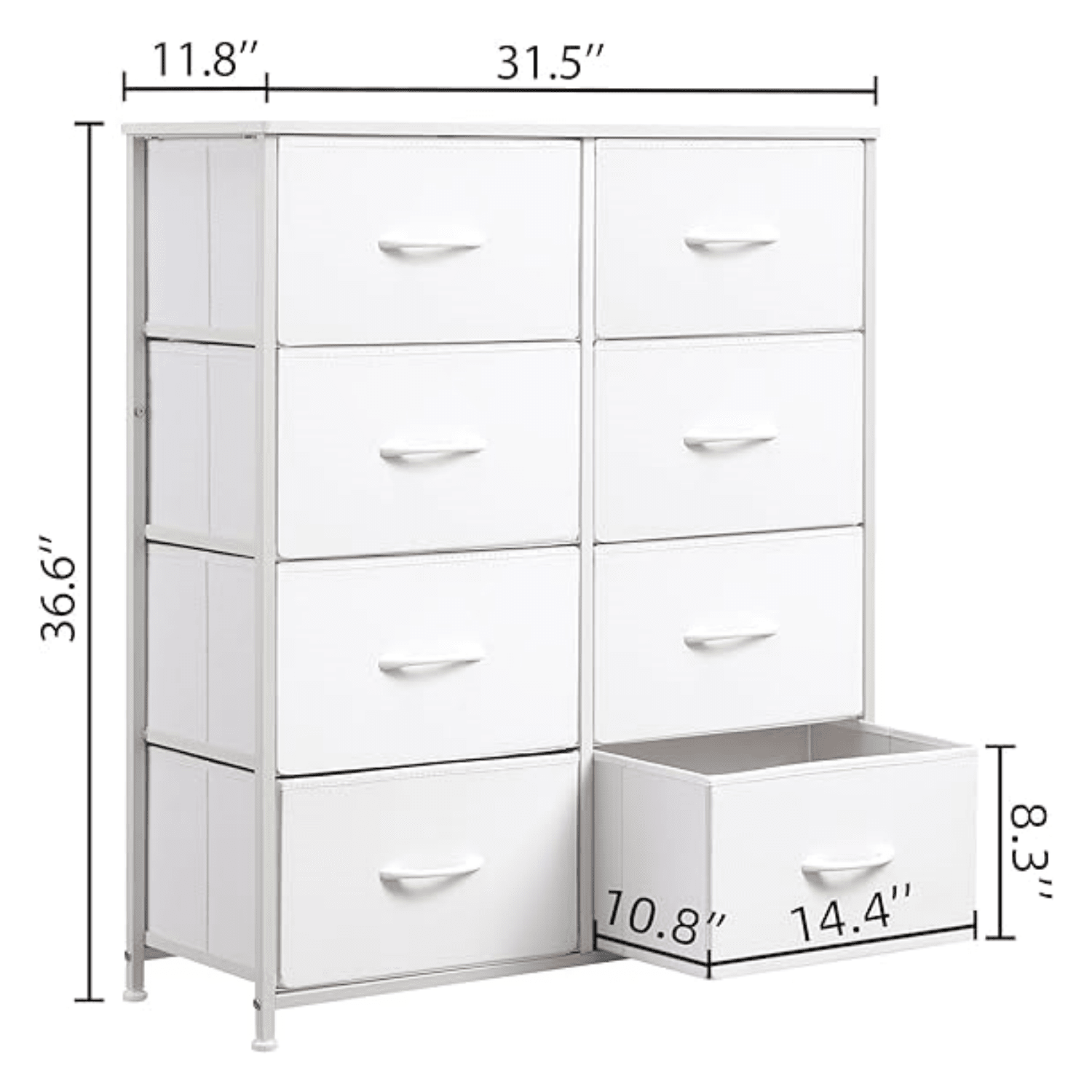 Dresser With 8 Easy Pull Drawers 4-Tier Wide Fabric Dresser Vertical ...