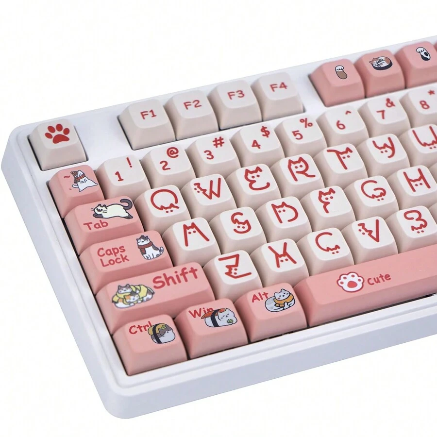 131 Keys Cute Pink Keycaps, Cat Planet Dye-Sublimation Keycaps, PBT XDA ...