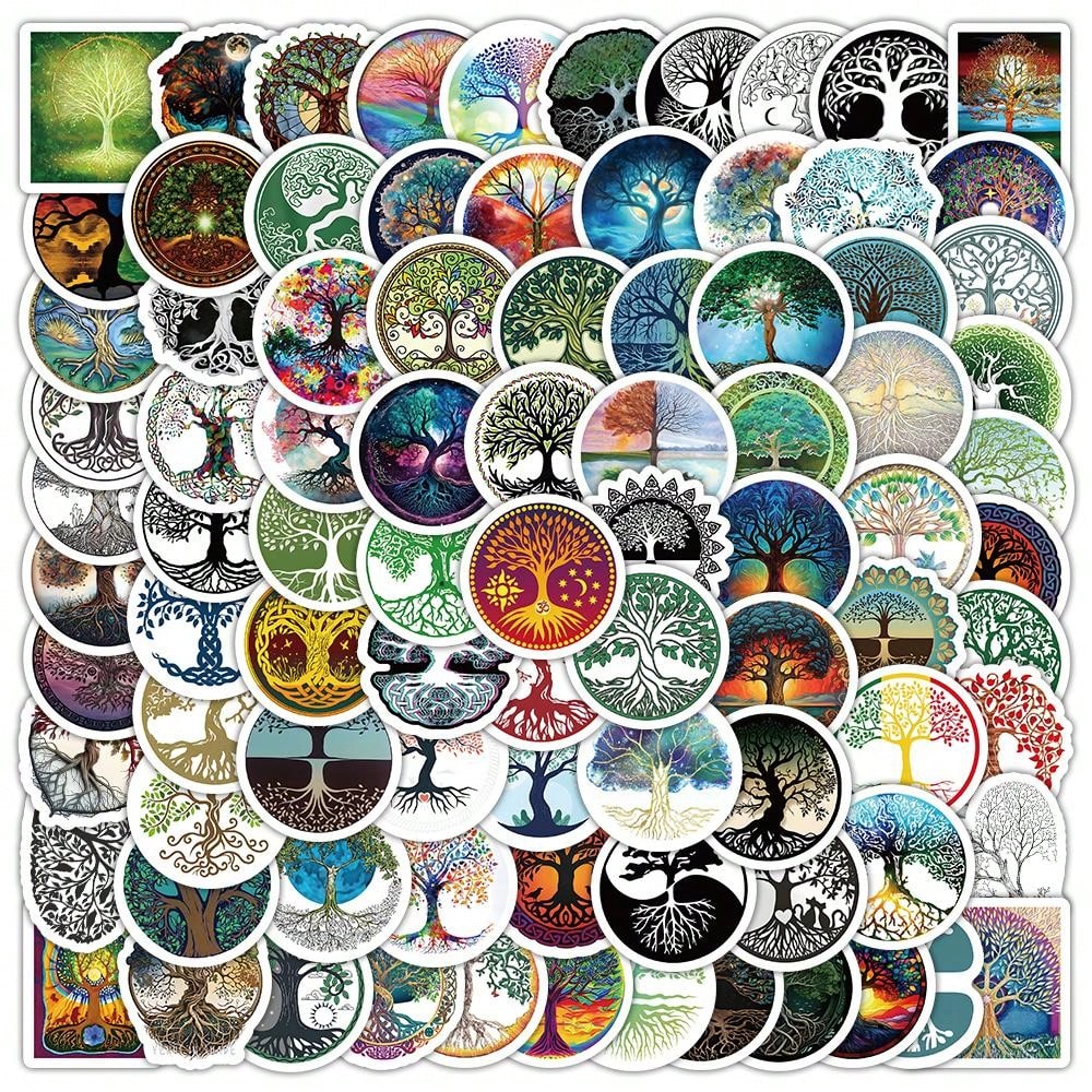 1 Packs Tree Of Life Graffiti Cross-Border Cartoon Stickers DIY ...