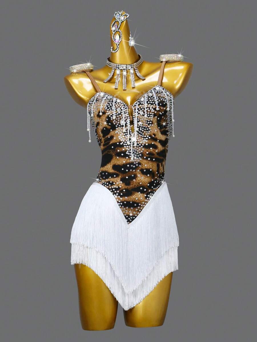 ABC Dancing 2024 New Leopard Print Latin Dance Dress For Women, Sexy ...
