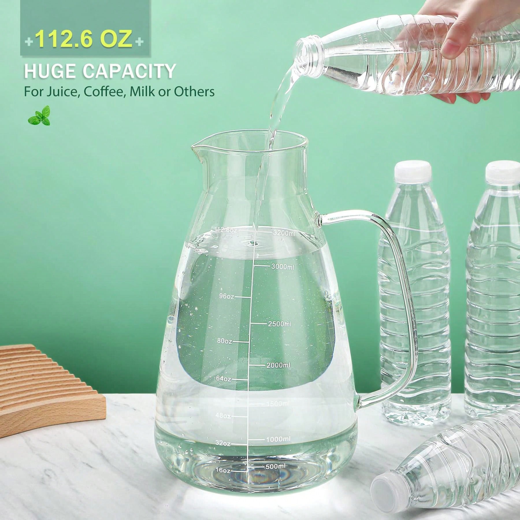 125oz Glass Pitcher With Lid 1 Gallon Pitcher, Glass Water Pitcher With ...