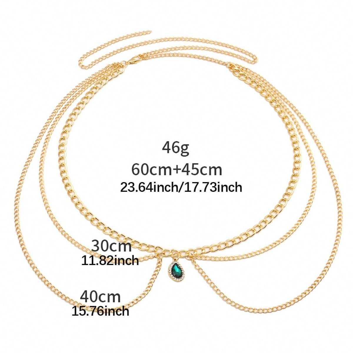 1pc Sexy Layered Metal Chains Bodysuit Chain, Faux Pearl, Rhinestone ...