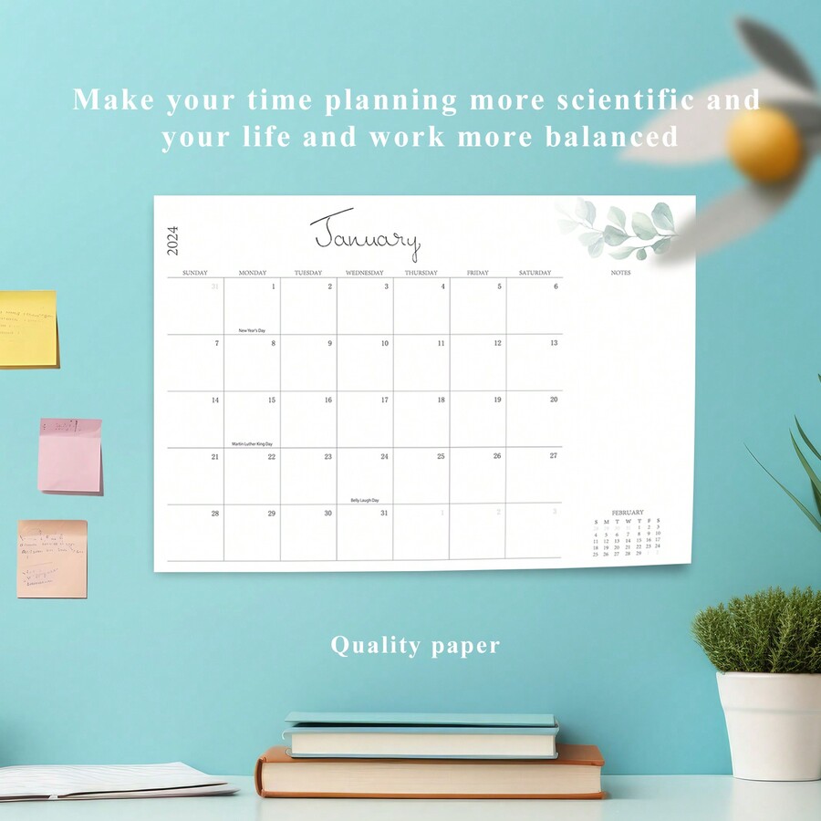 1 PC 2024 Dated Daily Monthly Schedule With Tear-Off Notebook Calendar ...