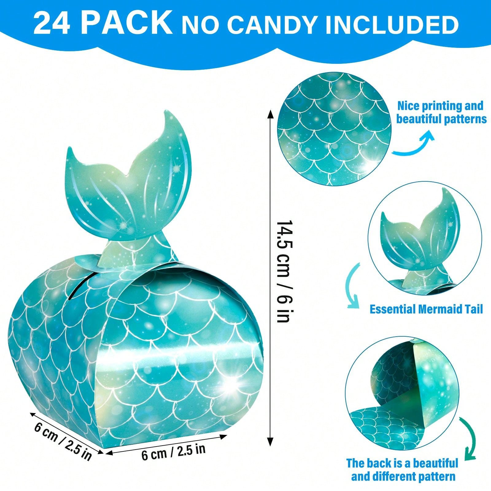 12pcs Mermaid Party Favors Candy Boxes, Mermaid Tail Candy Bags Mermaid ...