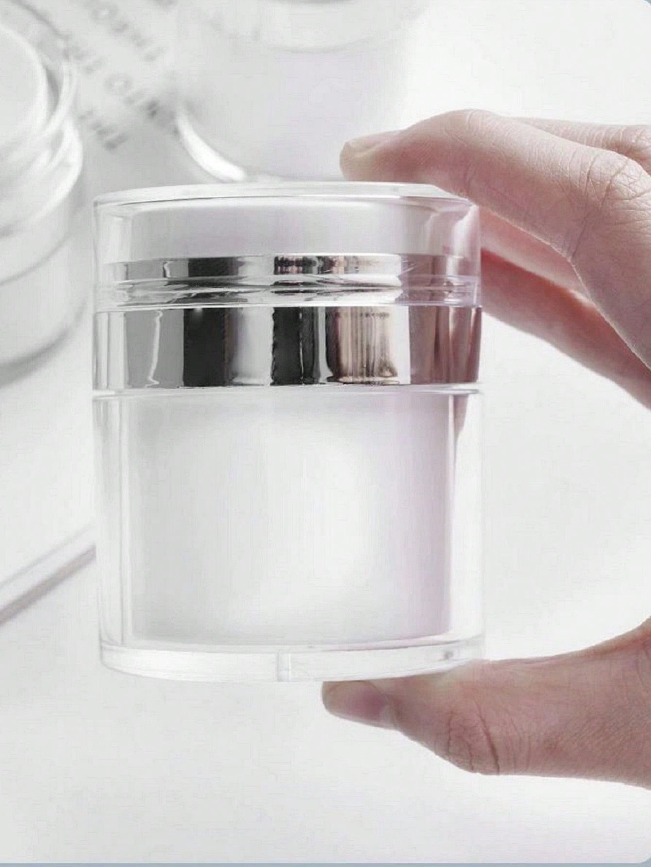 1 st Acryl Press-type Vacuüm Zalfpotje Voor Gezichtscrème & Lotion, wit/goud (15 ml/30 ml/50 ml ...