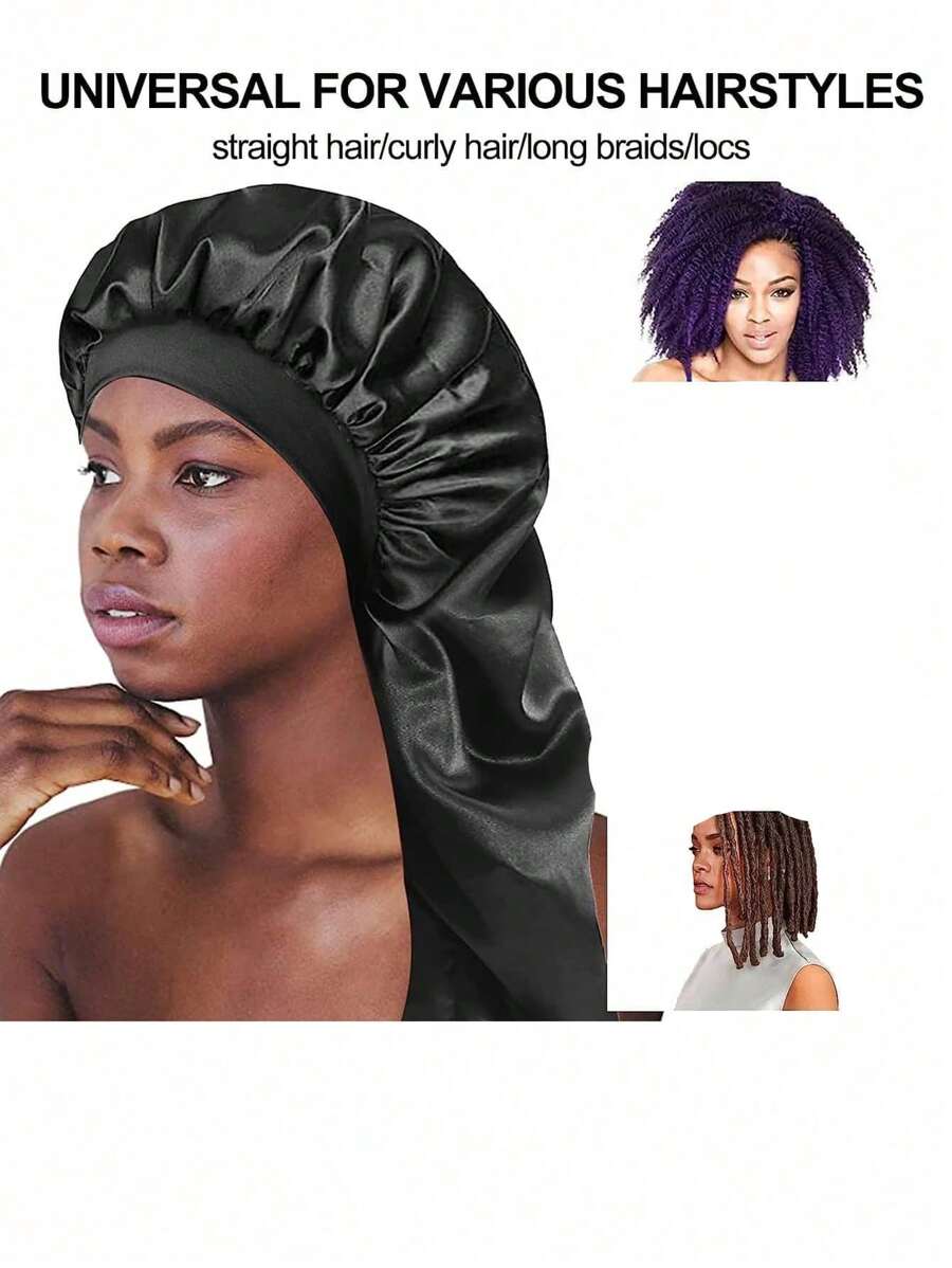 Long Satin Sleep Bonnet -Extra Large Night Cap For Women With Long ...