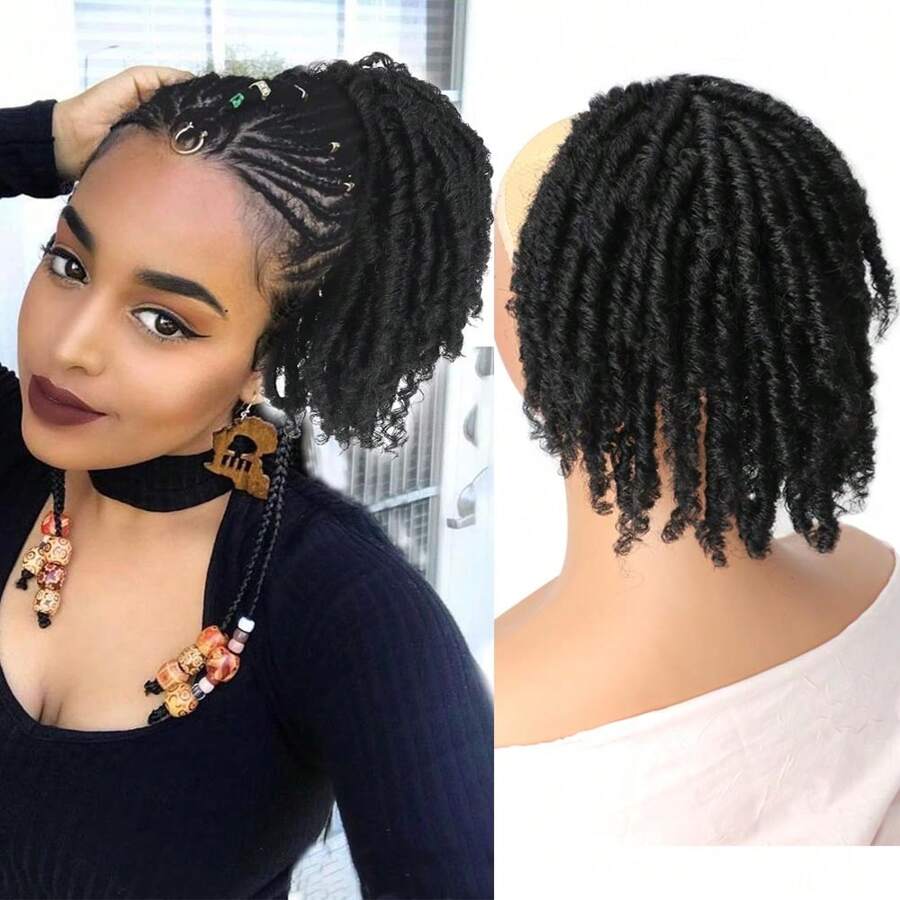 Short Drawstring Ponytail 6 Inch Curly Dreadlock Ponytail Clip In ...