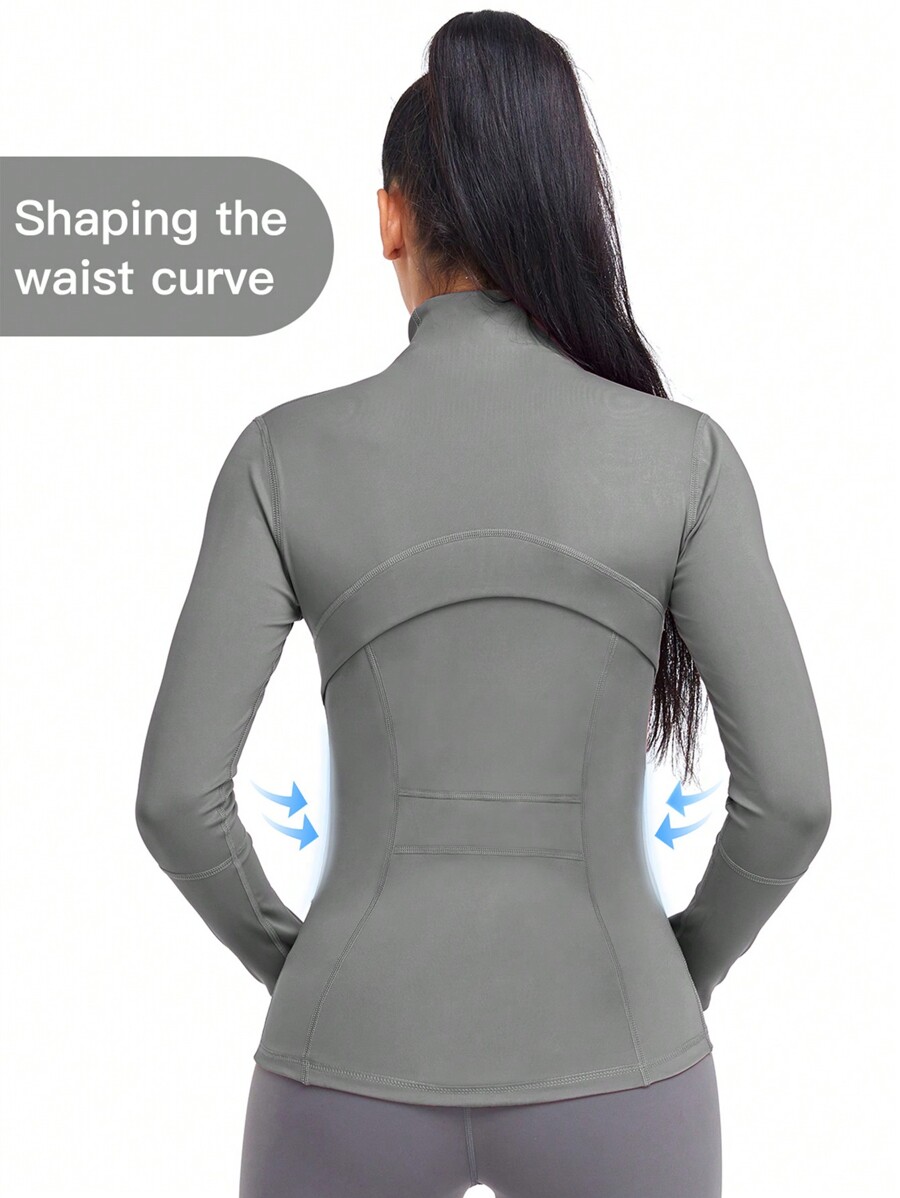 VUTRU Zip Up Slant Pocket Sports Jacket With Thumb Holes Compression ...