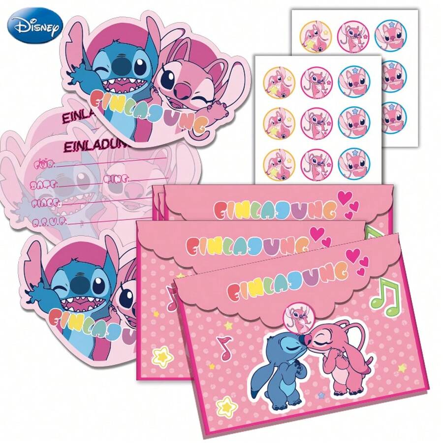 Disney 12Sets Officially Licensed Stitch Angel Cute Pink Theme Birthday ...