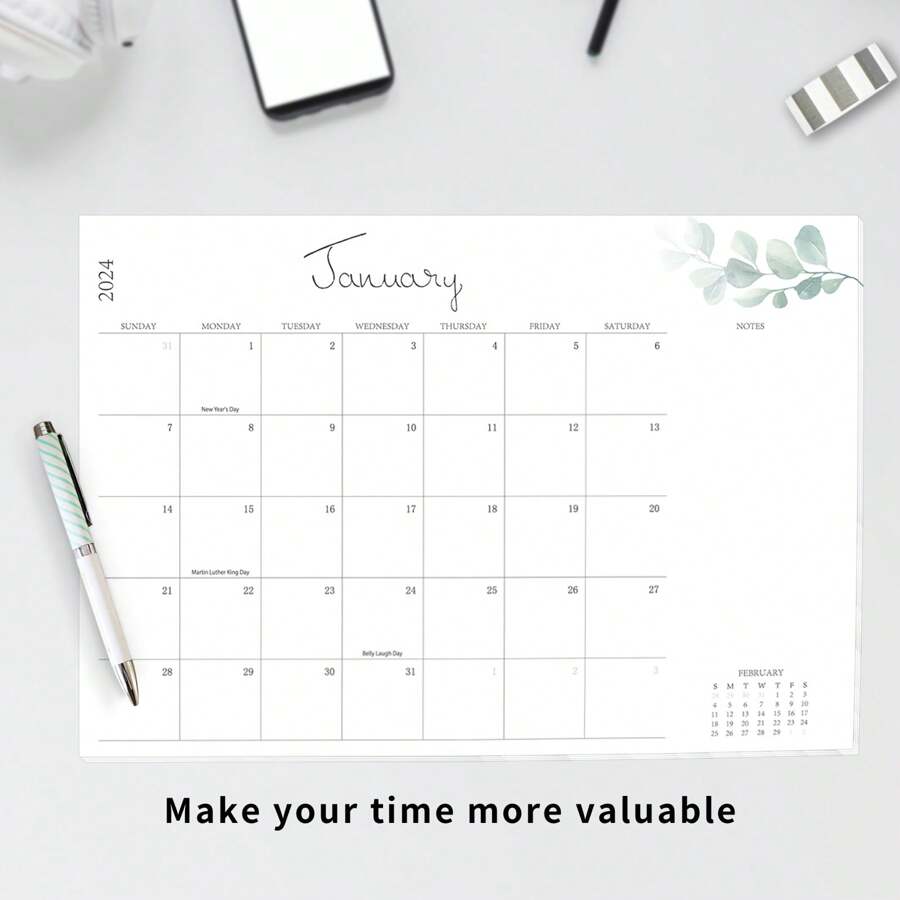 1 PC 2024 Dated Daily Monthly Schedule With Tear-Off Notebook Calendar ...