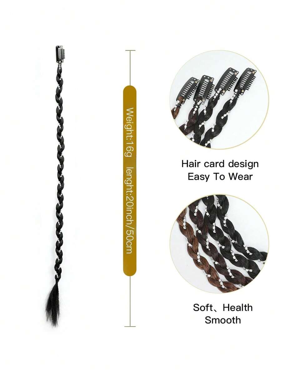 20 Inches Cool Girls Synthetic Braids With Rhinestone Chain Clip In ...