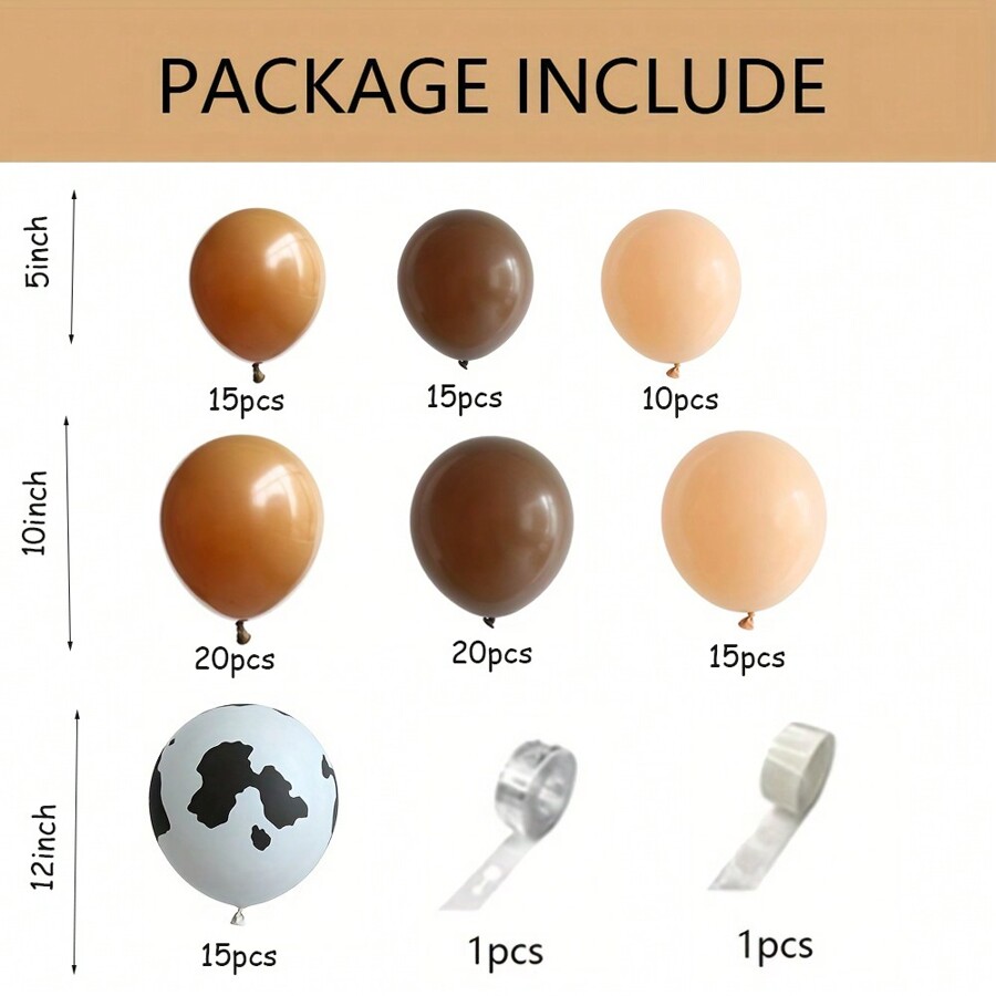 112Pcs Cowboy Party Balloon Garland Kit Khaki Coffee Skin Latex ...