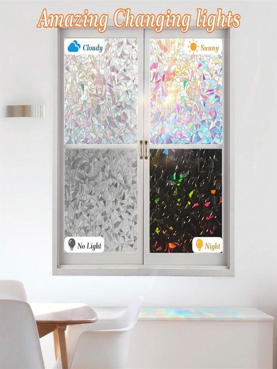 Rainbow Window Privacy Film Decorative, Stained Glass Window Tint For ...