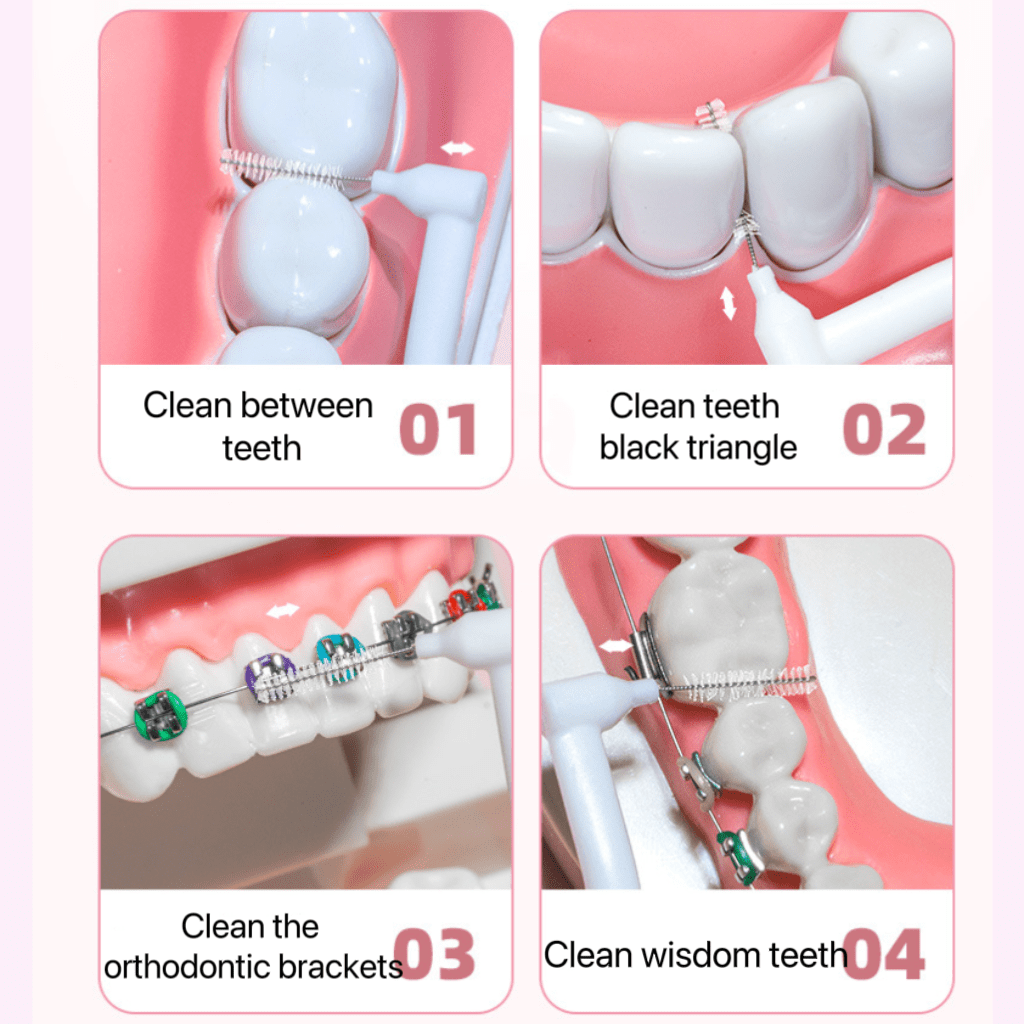 10pcs Deer Mom L-Shaped Interdental Brush, Portable Dental Floss Picks ...