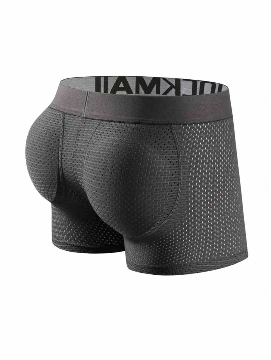 JOCKMAIL Men's Long Mesh Butt Lift Square Cut Boxer Briefs With Sponge ...