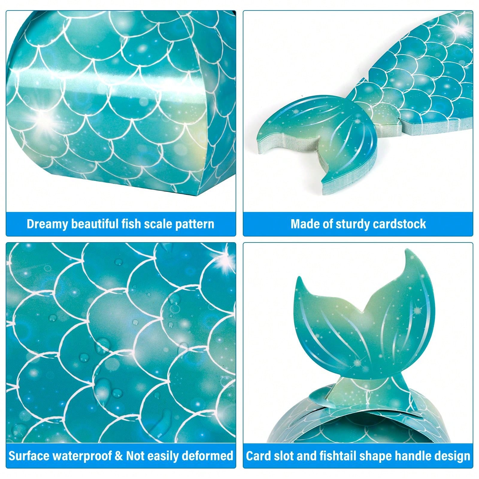 12pcs Mermaid Party Favors Candy Boxes, Mermaid Tail Candy Bags Mermaid ...