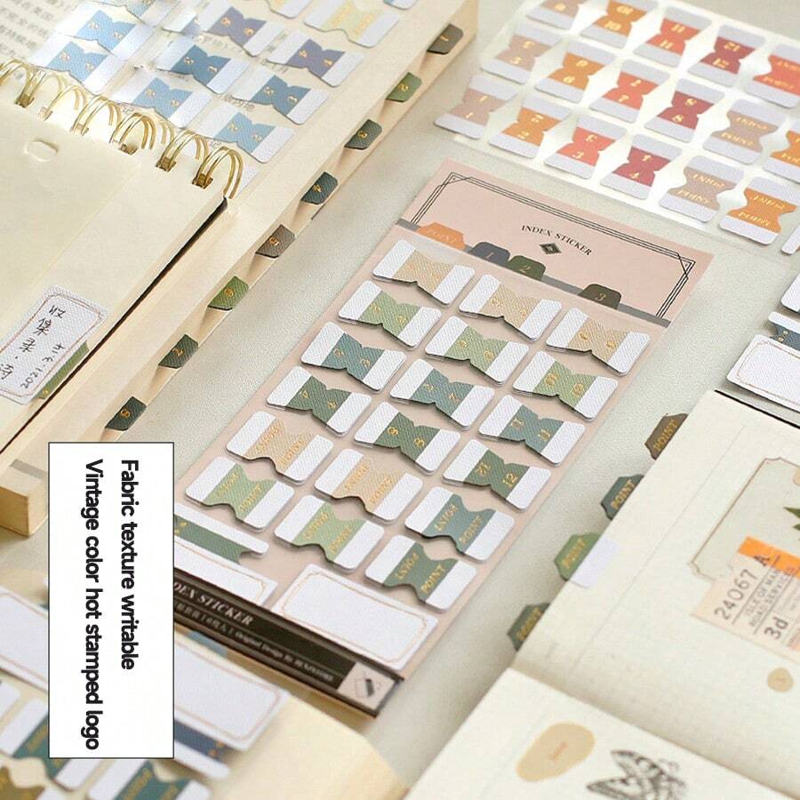 6 Sheets, 120 Stickers, Vintage Index Sticker Set, Hand Ledger Paste ...