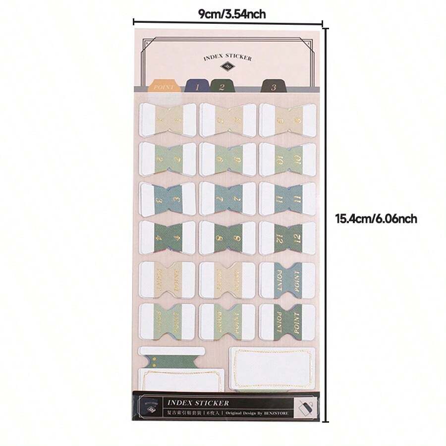 6 Sheets, 120 Stickers, Vintage Index Sticker Set, Hand Ledger Paste ...