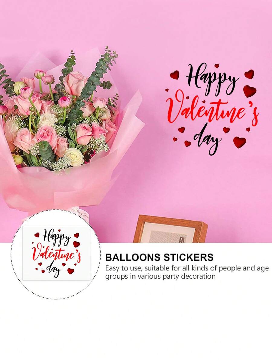 6-Piece Valentine'S Day Stickers Happy Valentine'S Day Ball Stickers ...