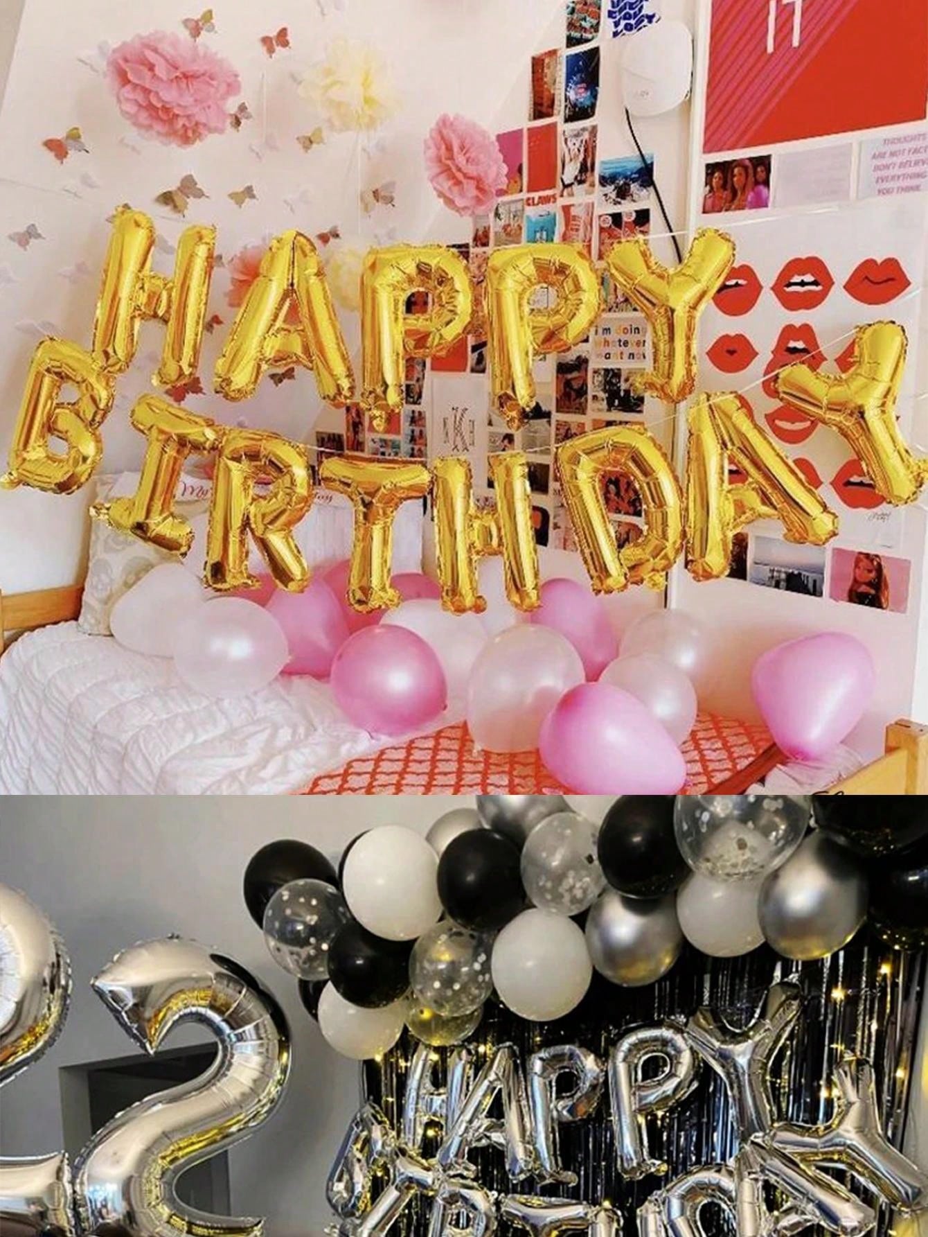 13pcs Birthday Balloon Rose Gold Color Foil Letter Balloons Set Happy ...