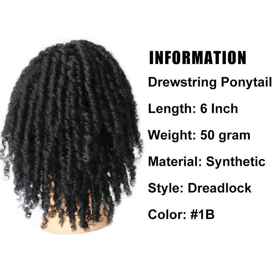 Short Drawstring Ponytail 6 Inch Curly Dreadlock Ponytail Clip In ...
