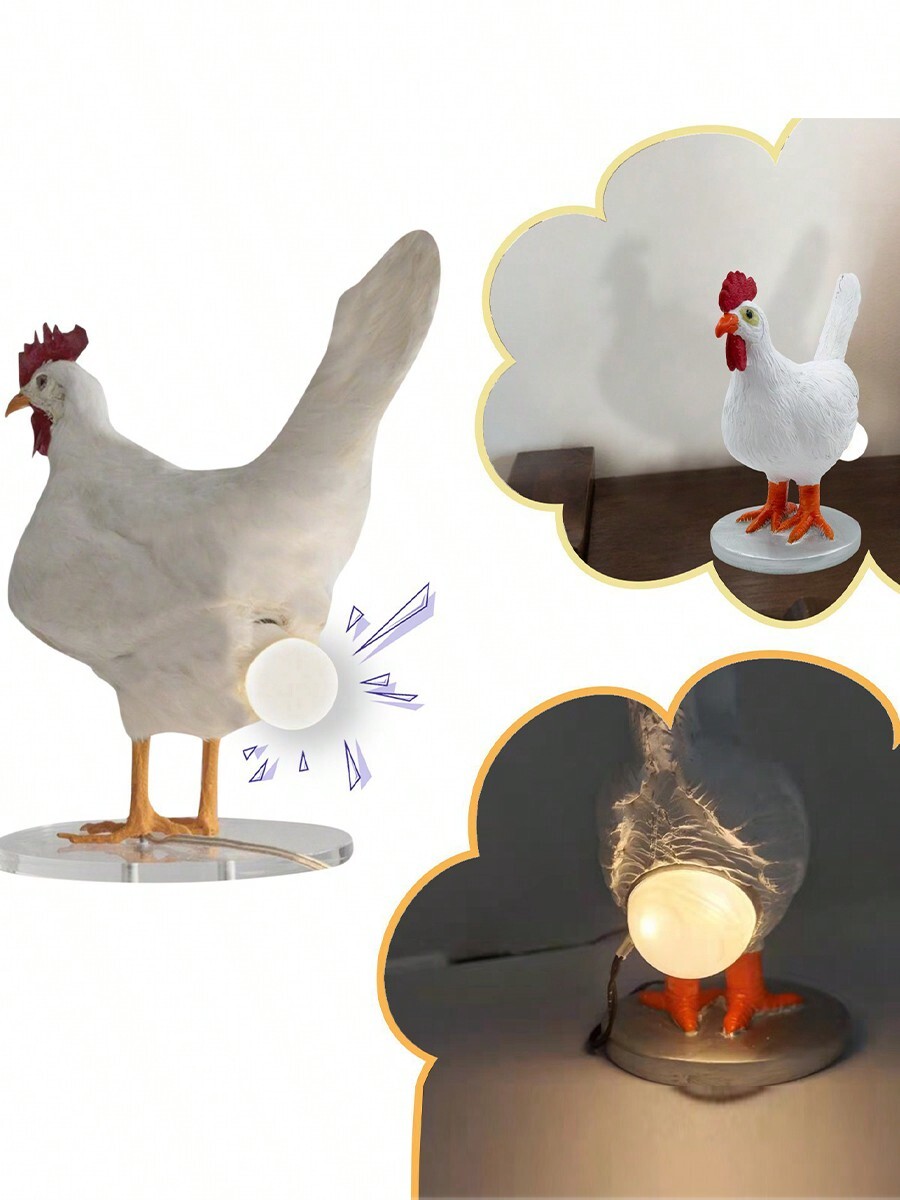 Chicken Egg Lamp Lifelike Resin Chicken Egg Lamp Light, Light-Up Easter ...