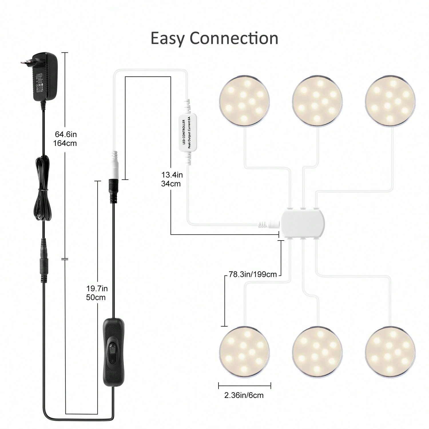 Remote Control 6 Pack LED Dimmable Under Cabinet Lighting Kit, Wired ...