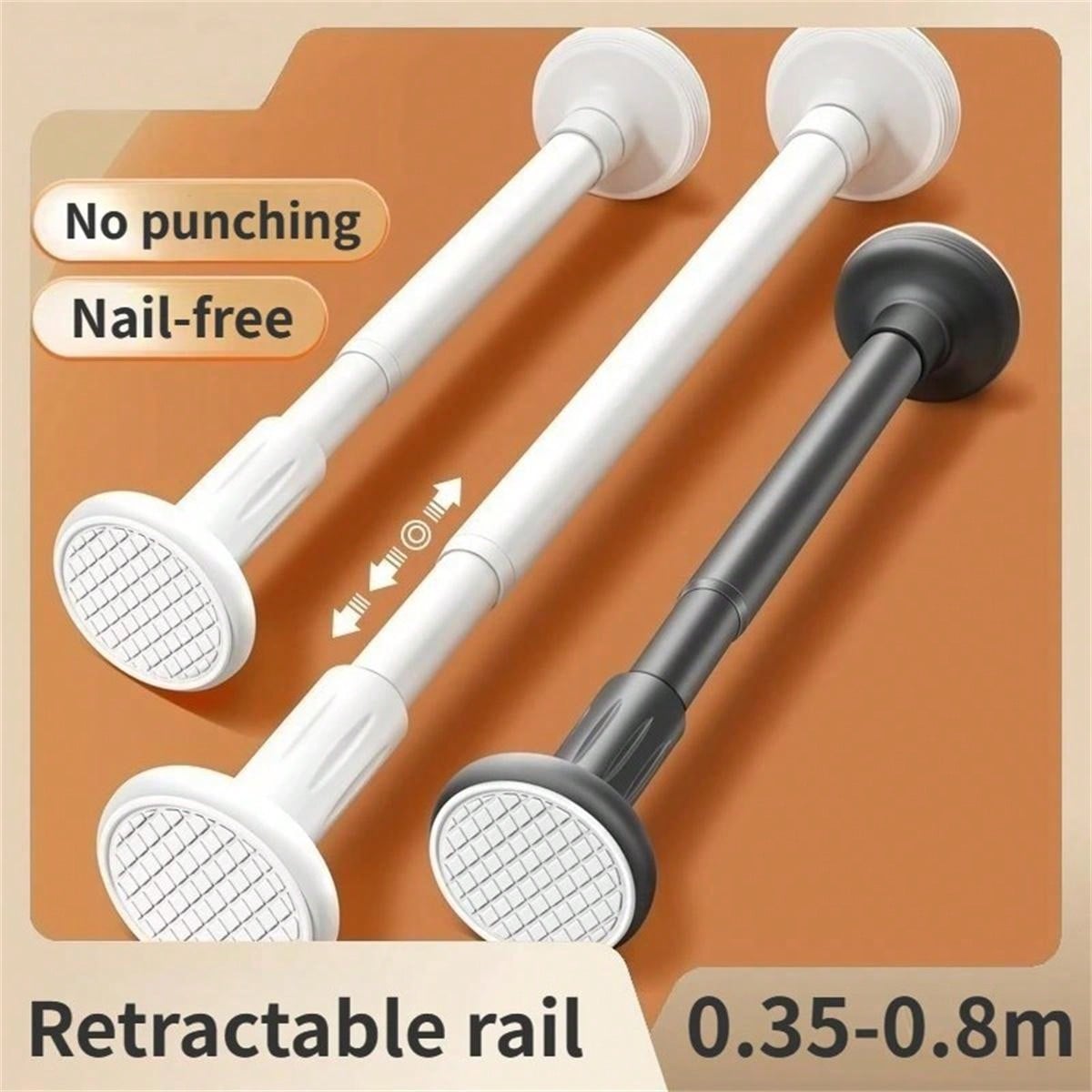 Black 35cm-50cm No Punch Telescopic Pole Wardrobe Rails Free ...