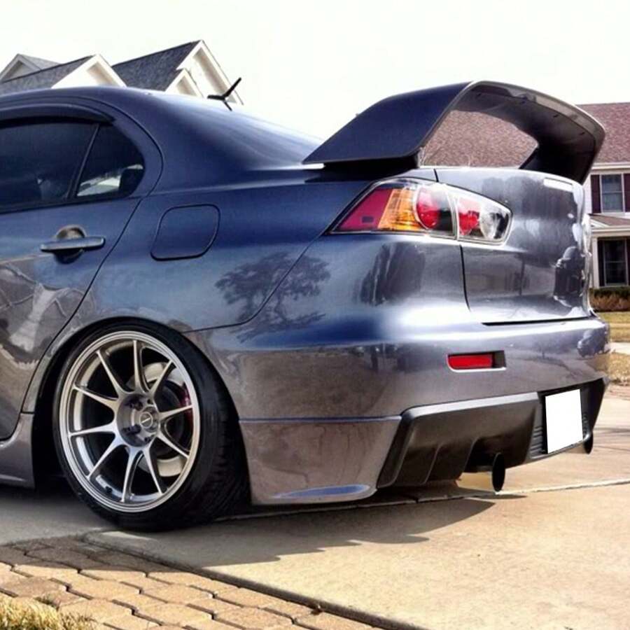 Rear Bumper Lip Fit 2008-2015 Lancer Evolution, EVO Style Black PU Rear ...