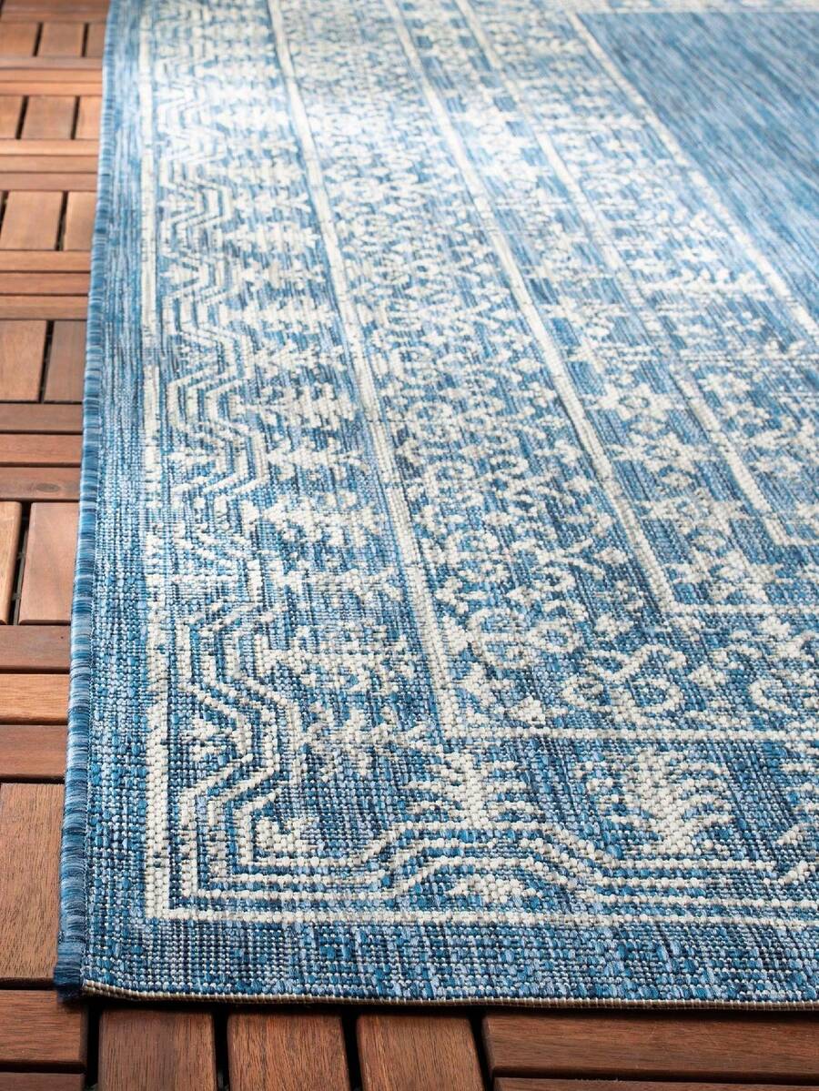 Augusta Home Courtyard Collection 8' X 11' Rug, Navy/Grey Indoor ...