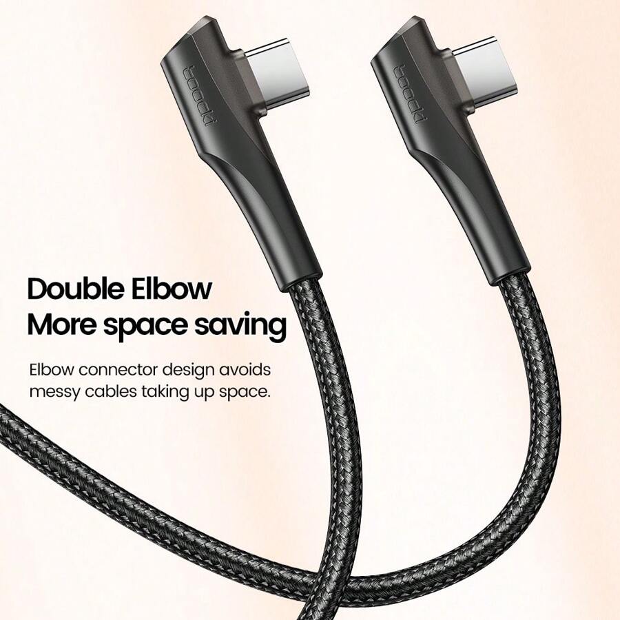 Cable USB Tipo C a Tipo C Toocki de doble codo para Samsung, iPad, carga rápida de 100 W, cable ...