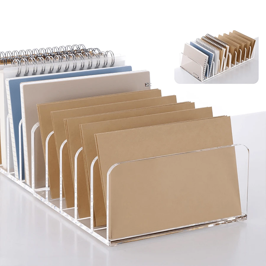 Transparent Desk File Organizer, Desktop Storage Rack, Bookshelf, 5 ...