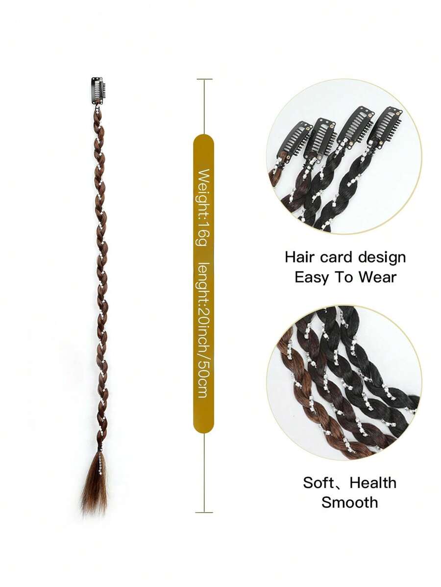 20 Inches Cool Girls Synthetic Braids With Rhinestone Chain Clip In ...