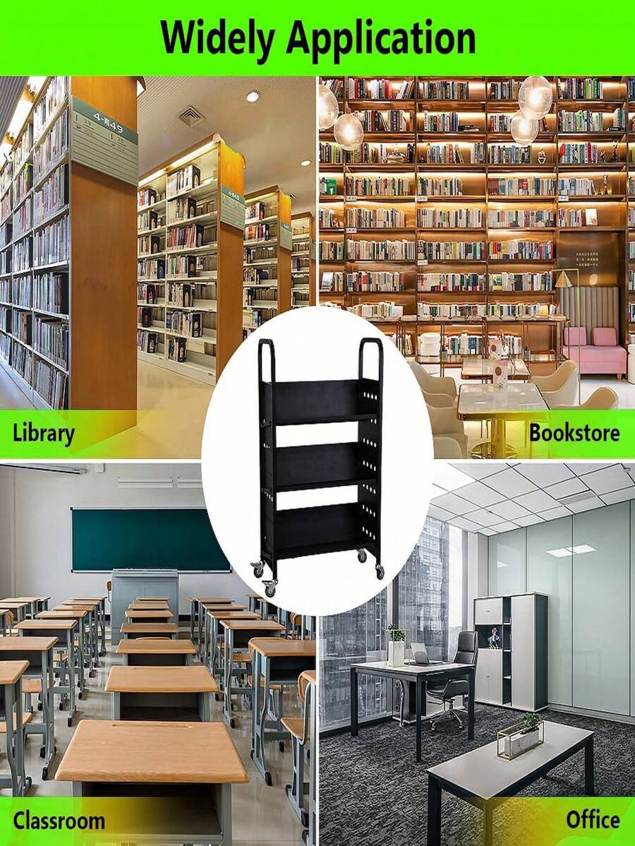 Book Cart, 200LBS Library Cart, 30x14x49 V-Shaped Rolling Book Cart ...