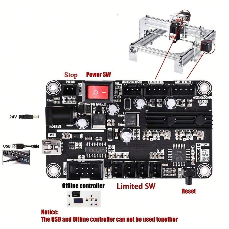 Grbl 2-Axis Control Board For Laser Engraving, Usb Cnc Controller Board For Diy Mini Cnc ...