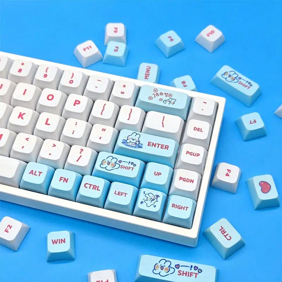 HXSJ Blue Bunny 129 Keys PBT Keycaps XDA Profile Heights Dye-Sub ...