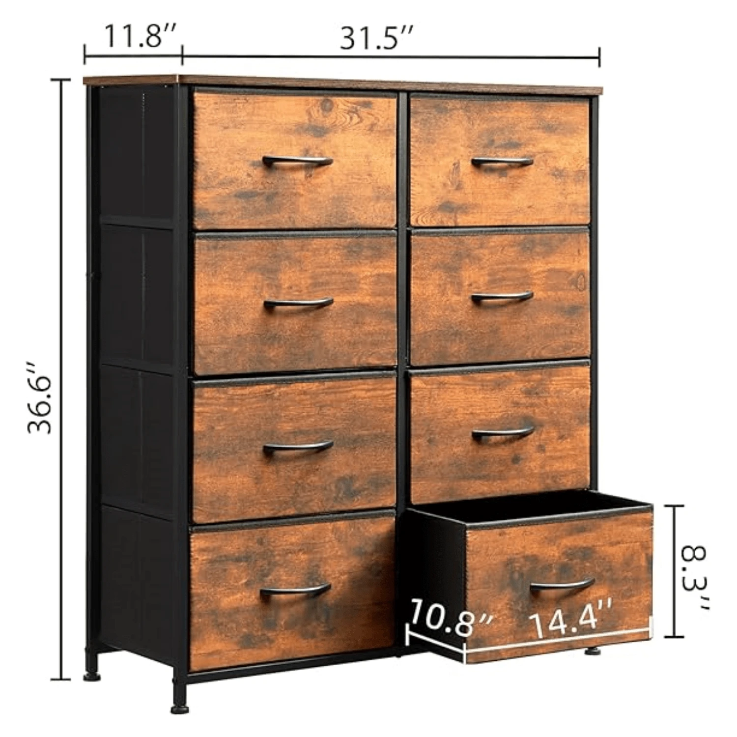 Dresser With 8 Easy Pull Drawers 4-Tier Wide Fabric Dresser Vertical ...