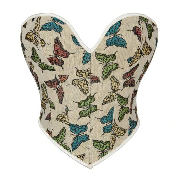 1pc Butterfly Pattern Shapewear Corset With Back Lacing For A ...