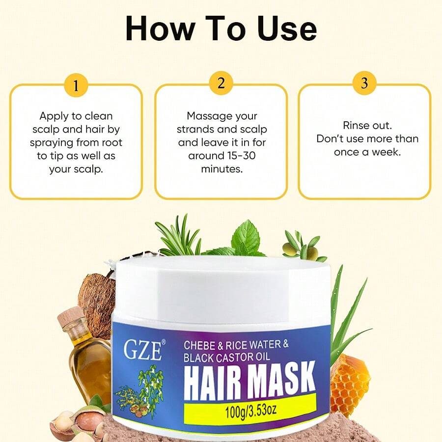 GZE Chebe Butter With Rice Water & Black Castor Oil Hair Cream ...