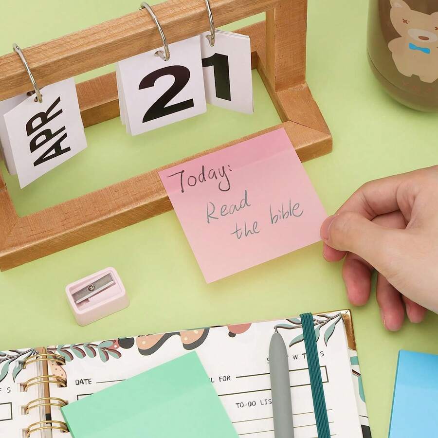 SHEIN X Jess 4 Pads Transparent Sticky Notes Pastel Colored, 7.5x7.5 Cm ...