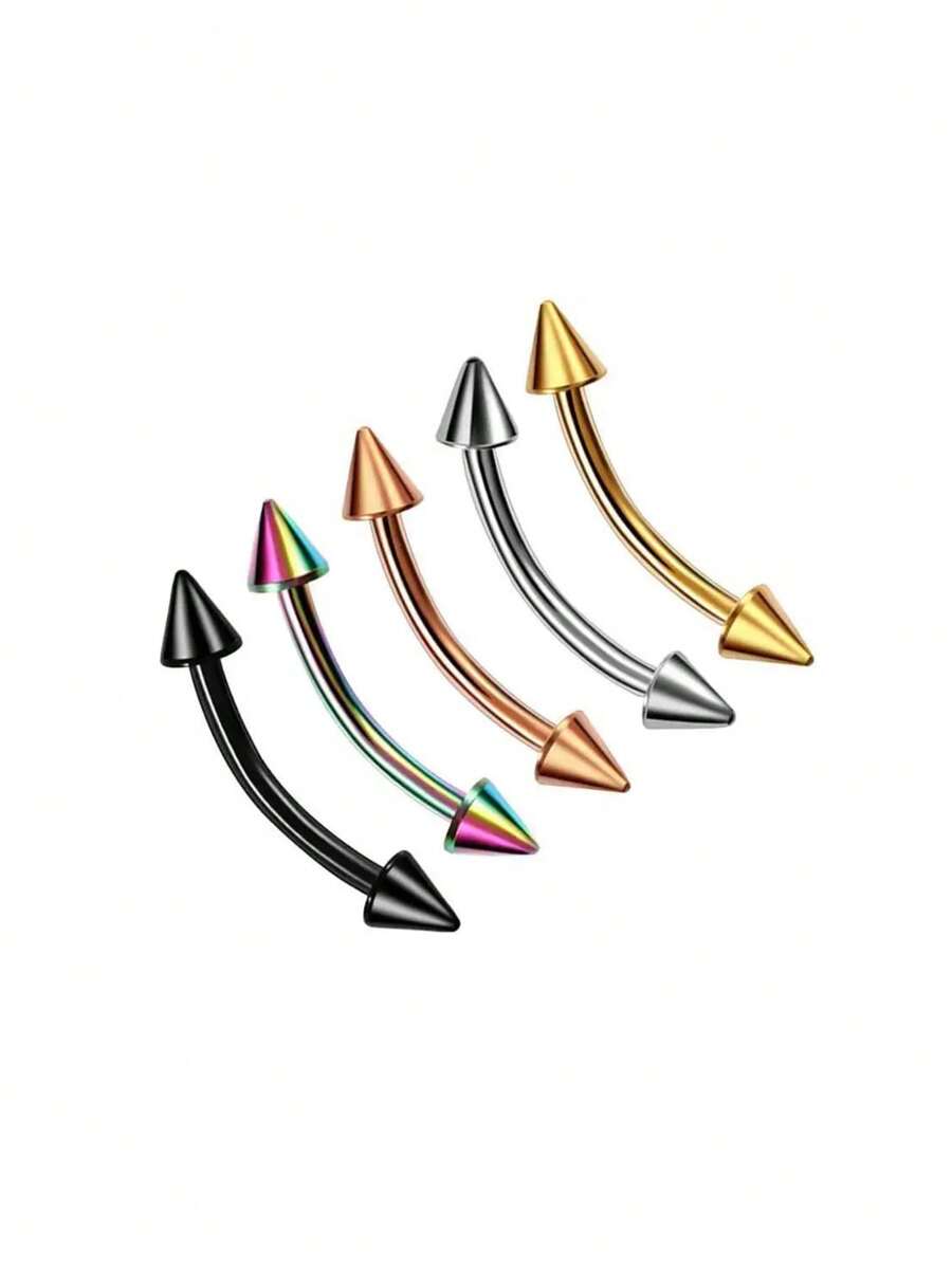 2 Pieces 16g Bar Stainless Steel Spike Curved Eyebrow Studs For Men Or ...