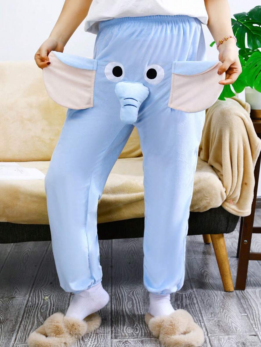 1pc Elephant Nose Flap Pajama Pants For Men, Funny Couple Elephant Long ...